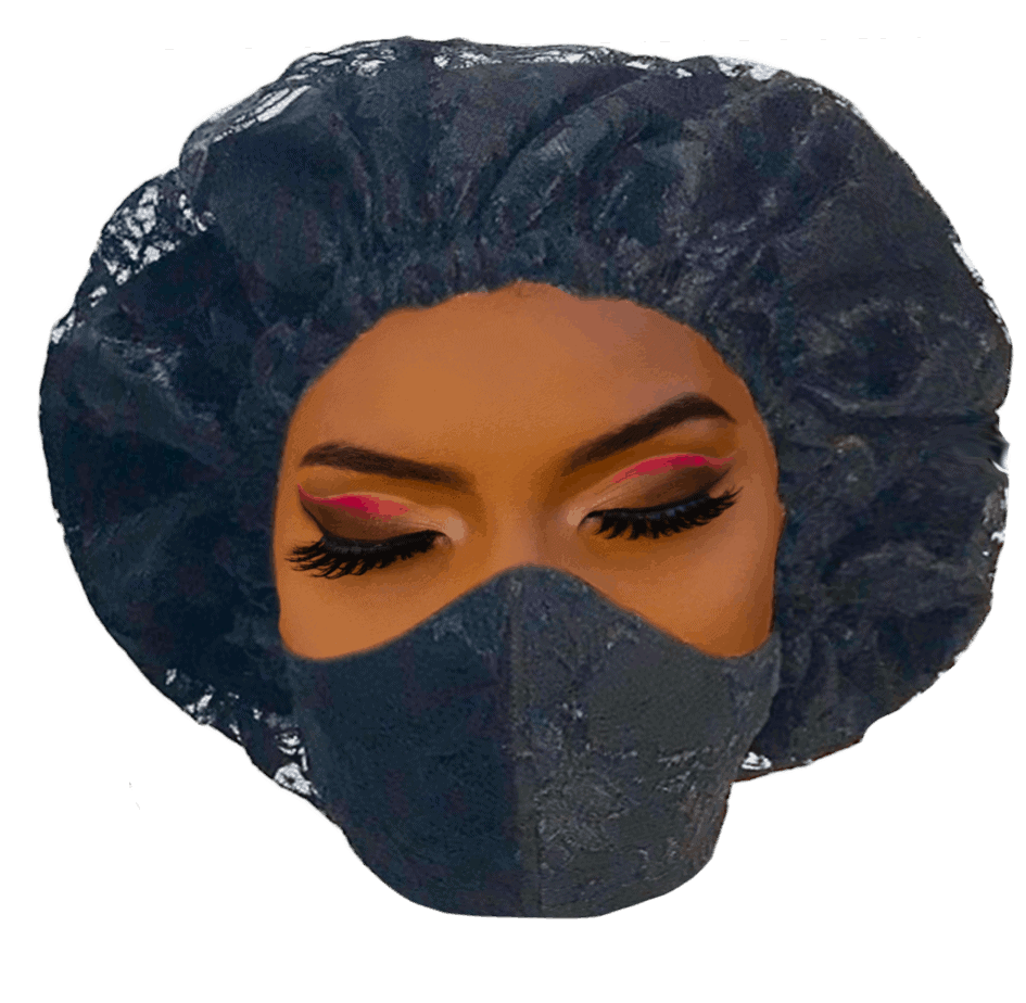 Satin-Lined Lace Bonnet and Mask Set - Pohlaits