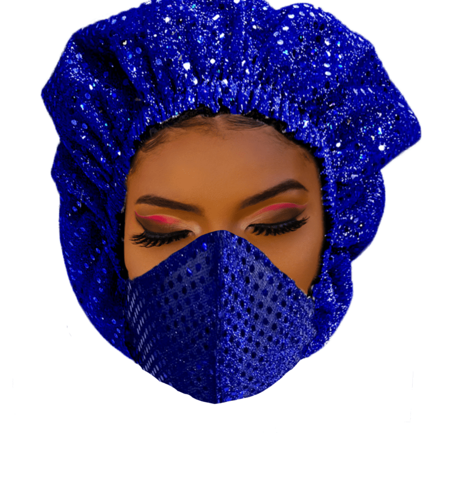 Sequined Fabric Headdress and Mask Set - Pohlaits